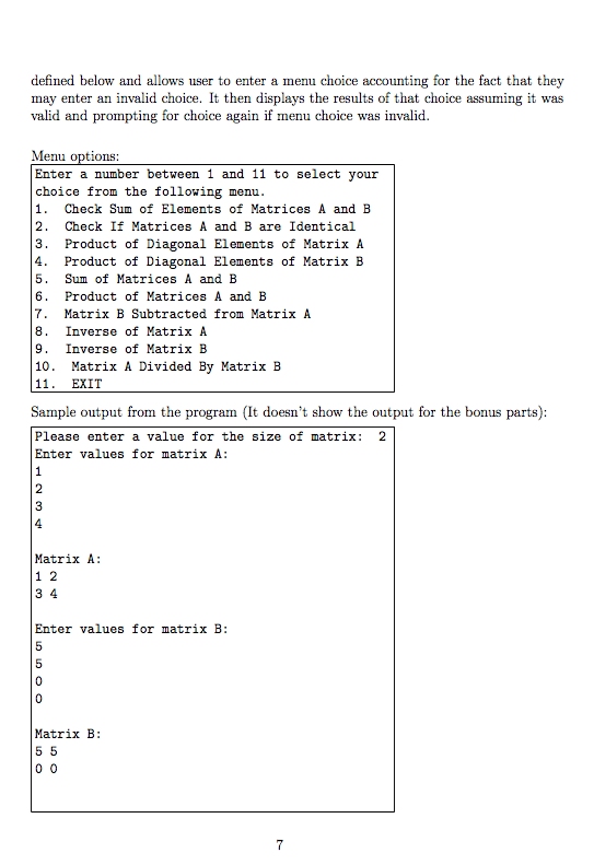 Solved 2. Matrix Utilities (matrix utils.c) A dynamic | Chegg.com