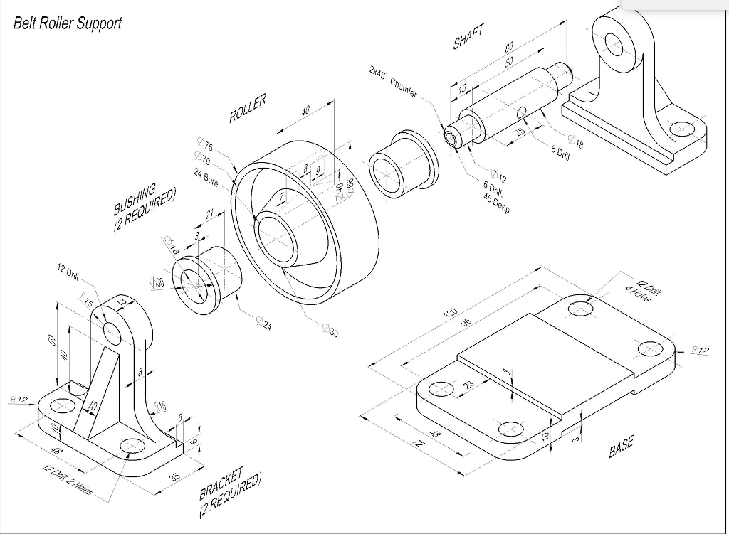 Belt Roller Support 45* glh LER Dr 36 R12 | Chegg.com