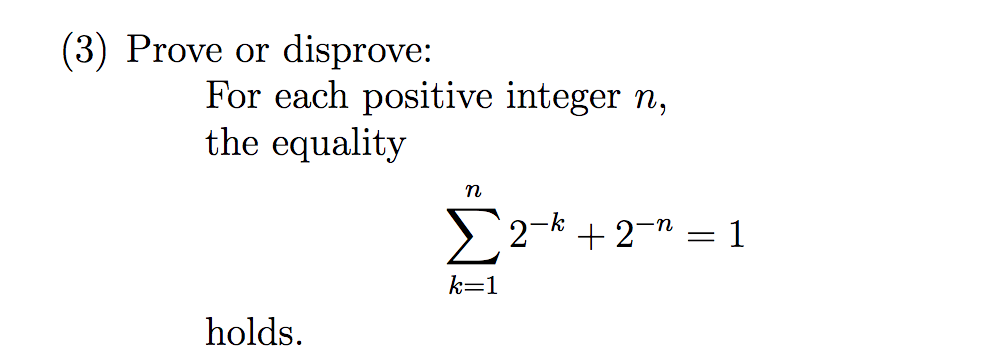 Solved For each positive integer n, the equality k-1 holds | Chegg.com