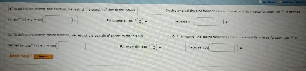 Solved My Notes O Ask Your Teacher (a) To define the inverse | Chegg.com