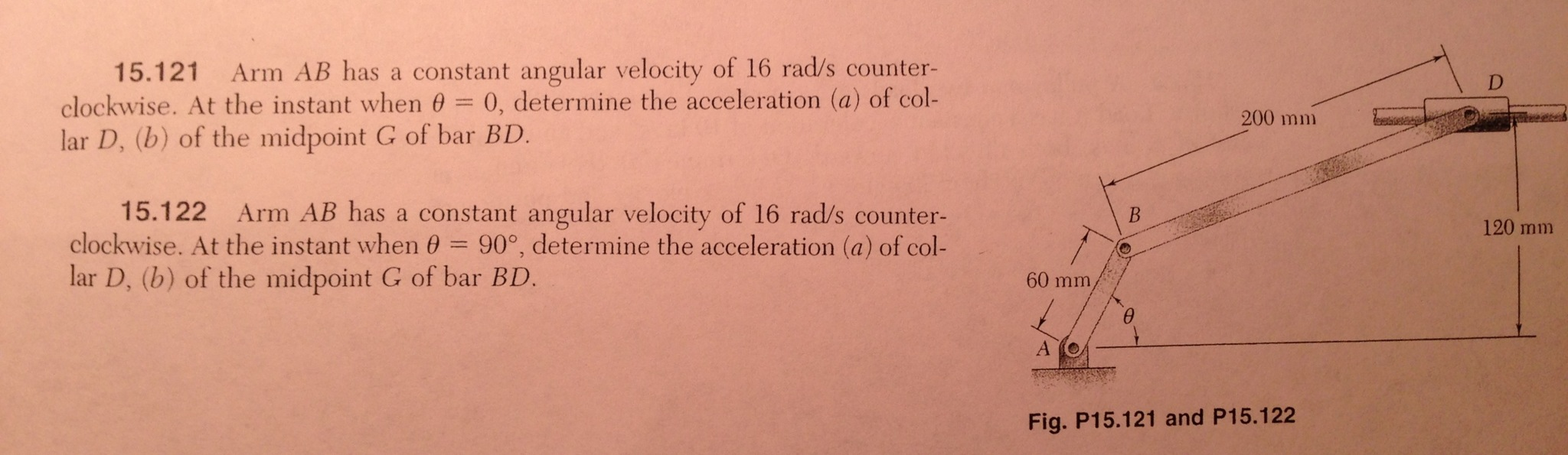 Solved Arm AB has a constant angular velocity of 16 rad/s | Chegg.com