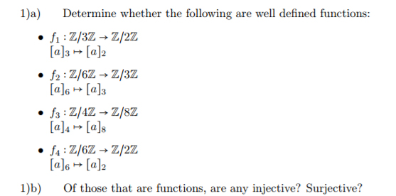 Solved 1)a) Determine whether the following are well defined | Chegg.com