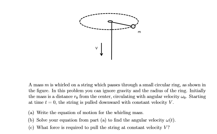 Solved A mass m is whirled on a string which passes through | Chegg.com