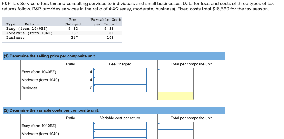 Solved R&R Tax Service offers tax and consulting services to | Chegg.com