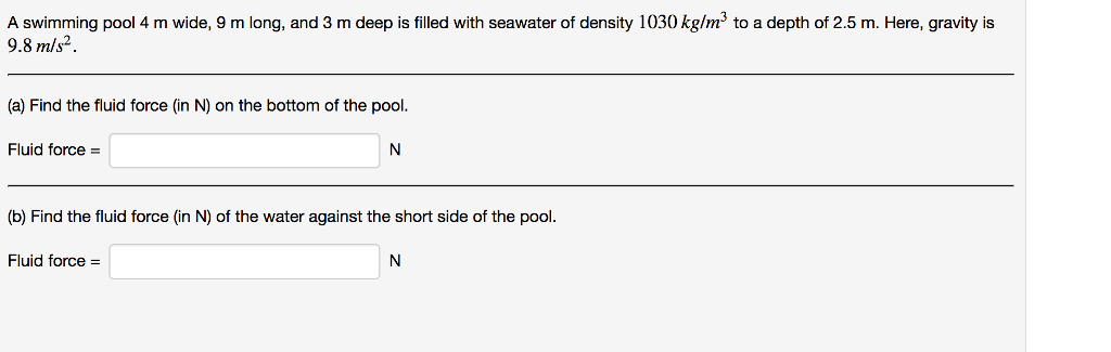 Solved A swimming pool 4 m wide, 9 m long, and 3 m deep is | Chegg.com