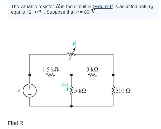 Solved The variable resistor R in the circuit in (Figure 1) | Chegg.com