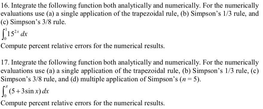 Solved 16 Integrate The Following Function Both 