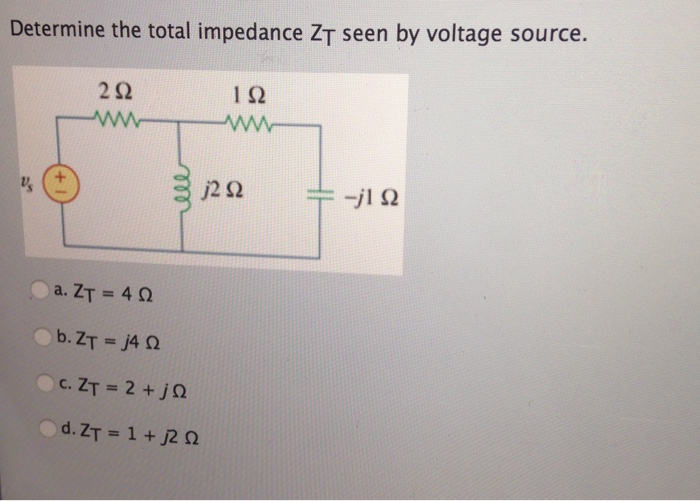 Solved Determine the total impedance ZT seen by voltage | Chegg.com