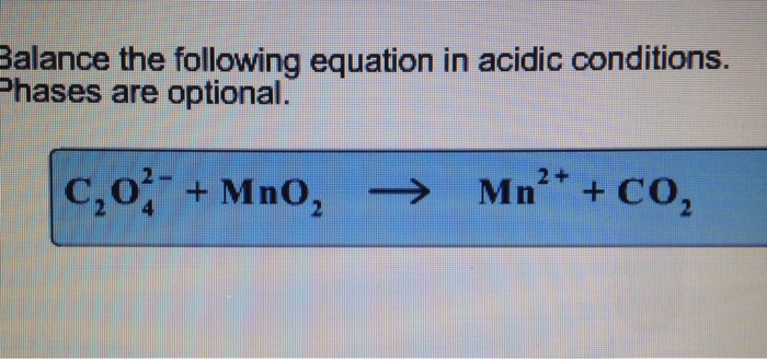 Solved Balance the following equation in acidic conditions, | Chegg.com
