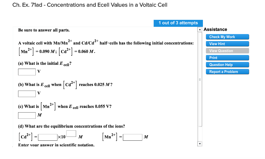 Solved A voltaic with Mn/Mn^2+ and Cd/Cd^2+ half-cells has | Chegg.com