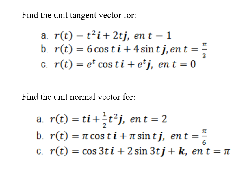 Solved Find the unit tangent vector for: a. r(t) = t2it 2tj, | Chegg.com