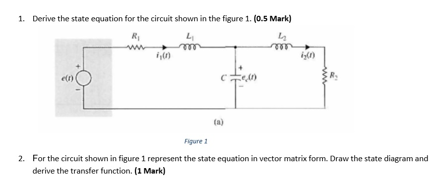 Solved 1. Derive the state equation for the circuit shown in | Chegg.com