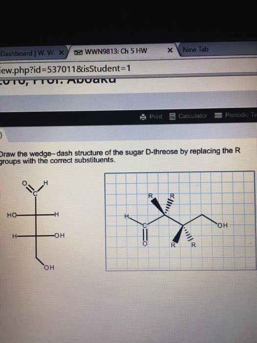 Solved Draw the wedge-dash structure of the sugar D-threose | Chegg.com