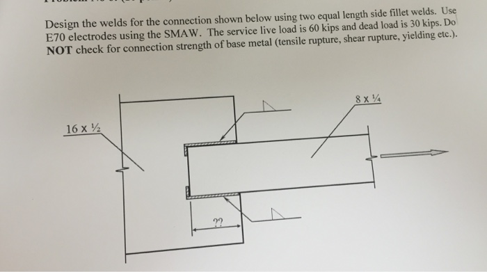 Solved Design the welds for the connection shown below using | Chegg.com