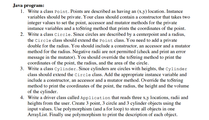 Solved Write a class Point. Points are described as having | Chegg.com