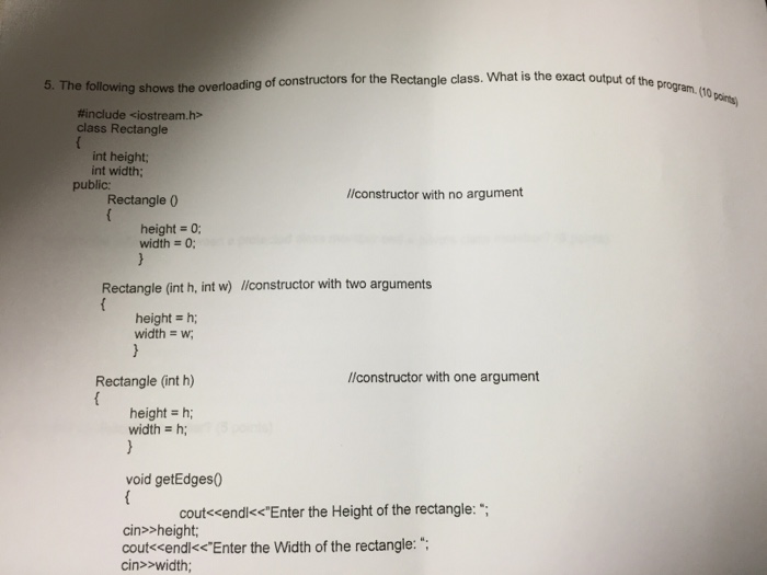 Solved g shows the overloading of constructors for the | Chegg.com