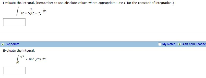 Solved Evaluate the integral. (Remember to use absolute | Chegg.com