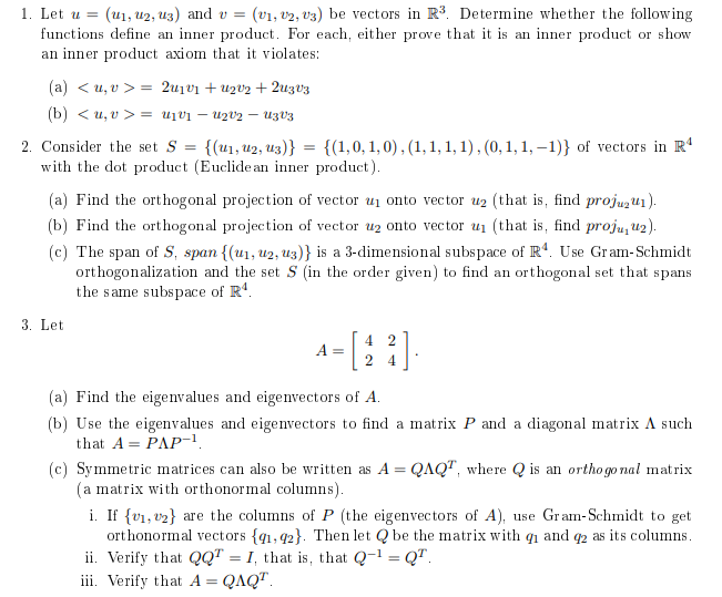 Solved 1. Let(u1,u2,u) and (V1, 12, U3) be vectors in R3. | Chegg.com