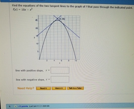 Solved Find the equations of the two tangent lines to the | Chegg.com