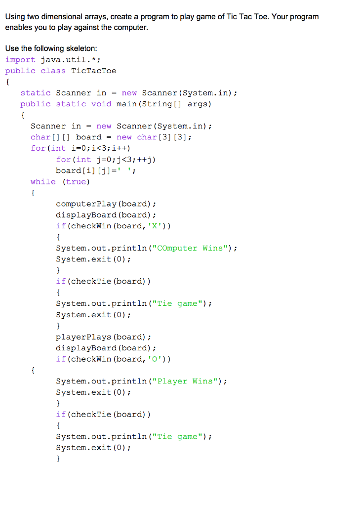Solved Can anyone please help me with this Tic Tac Toe | Chegg.com