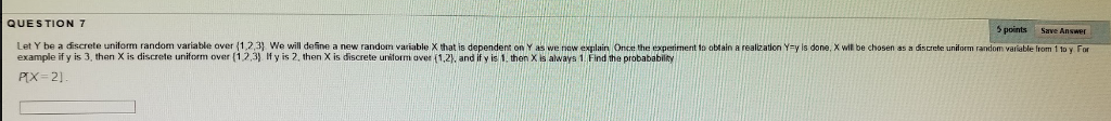 Solved Let Y Be A Discrete Uniform Random Variable Over 1 5305