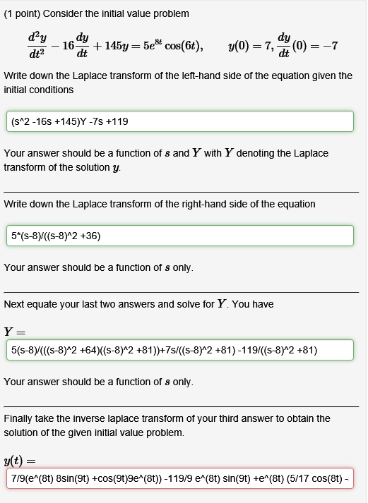 Solved Consider the initial value problem d^2y/dt^2 -16 | Chegg.com
