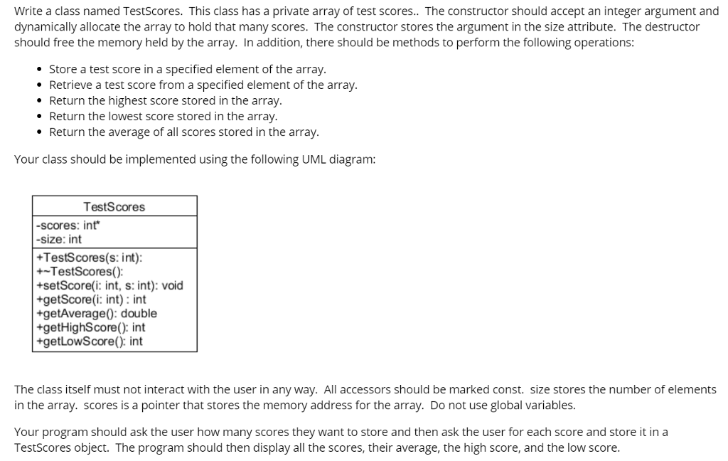 Solved Write A Class Named Testscores This Class Has A