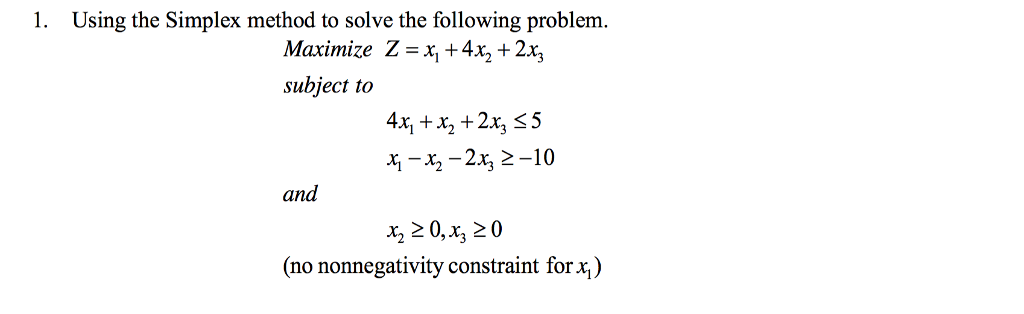 Solved 1. Using the Simplex method to solve the following | Chegg.com