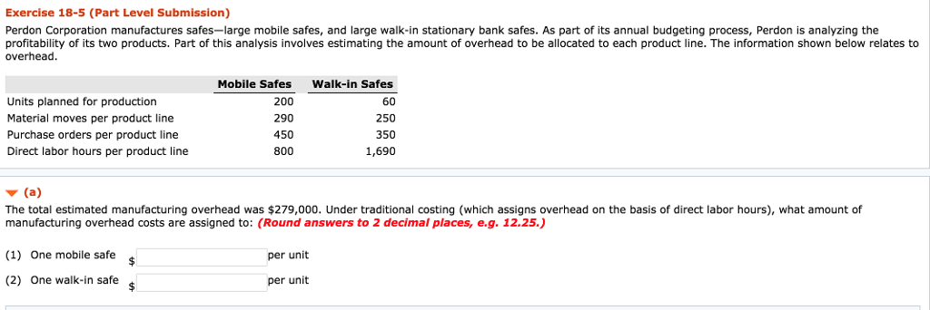 Solved Exercise 18-5 (Part Level Submission) Perdon | Chegg.com