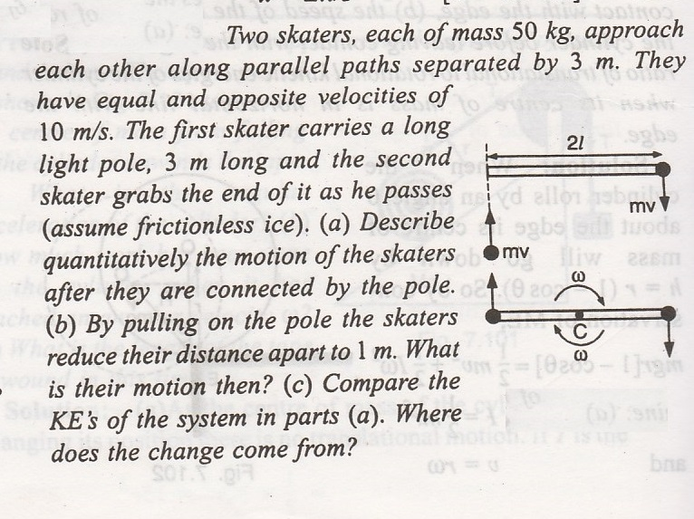 Solved 2 Two skaters, each of mass 50 kg, approach each | Chegg.com