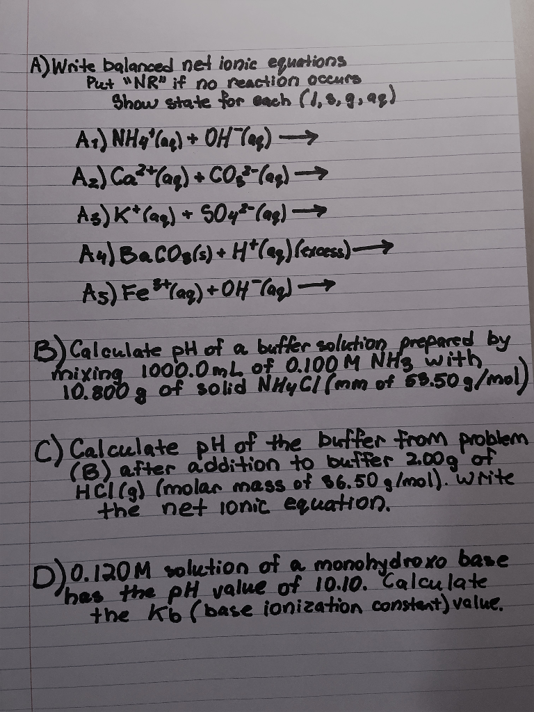 Solved Write balanced net ionic equations Put "NR" if no | Chegg.com