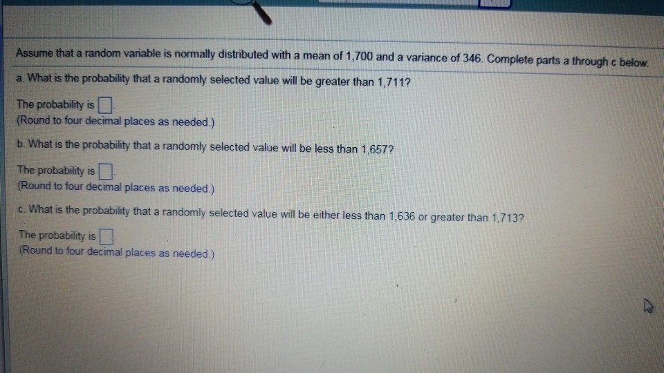 Solved Assume that a random variable is normally distributed | Chegg.com