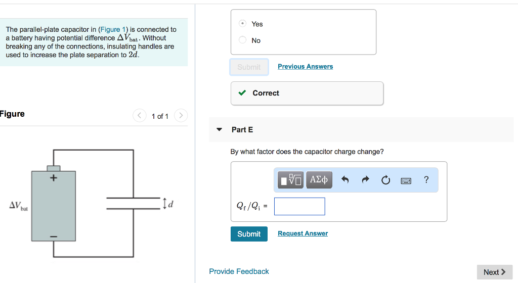 Solved Yes The parallel-plate capacitor in (Figure 1) is | Chegg.com