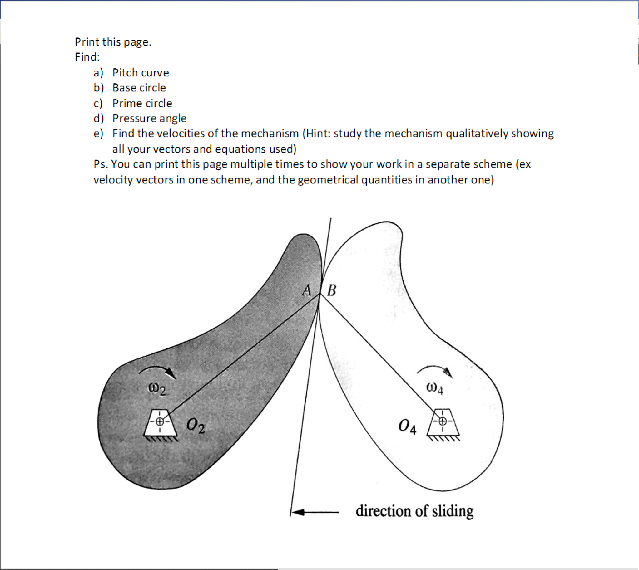 Print this page. Find: Pitch curve Base circle | Chegg.com