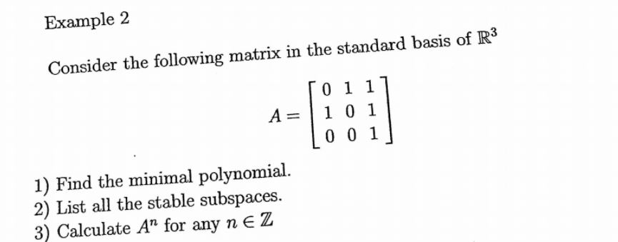 Solved Example 2 Consider the following matrix in the | Chegg.com