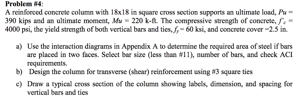 Solved A reinforced concrete column with 18 times18 in | Chegg.com