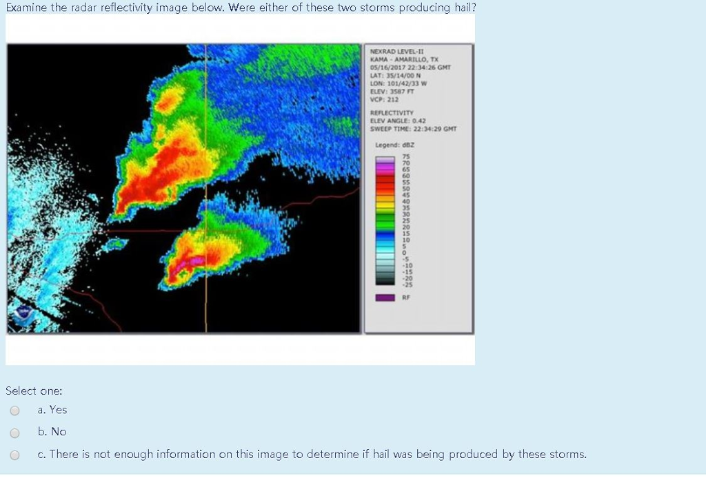 Solved Examine the radar reflectivity image below. Were | Chegg.com
