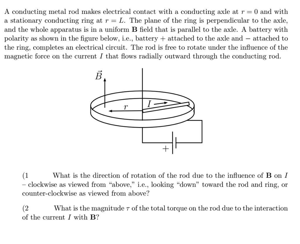 A conducting metal rod makes electrical contact with | Chegg.com