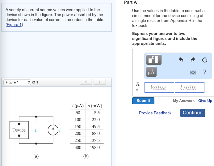 Solved A variety of current source values were applied to | Chegg.com