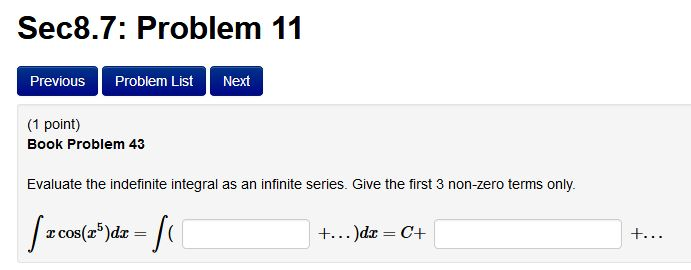Solved Sec8.7: Problem 11 PreviouS Problem List Next (1 | Chegg.com