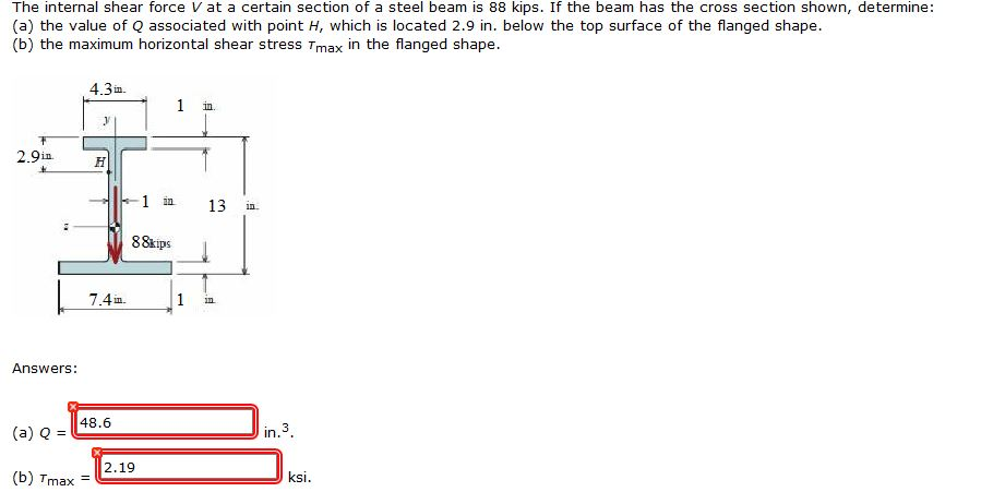 Solved The internal shear force V at a certain section of a | Chegg.com
