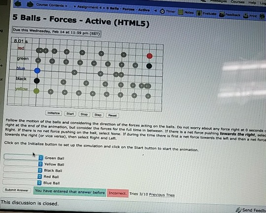 5 Balls Forces - Active (HTML5) thls Wednesday, Feb | Chegg.com