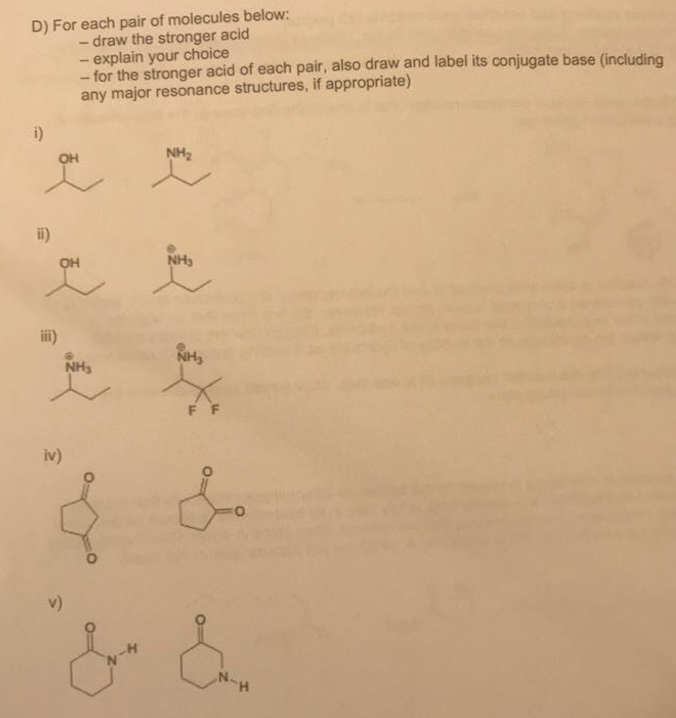 Solved D) For each pair of molecules below: - draw the | Chegg.com