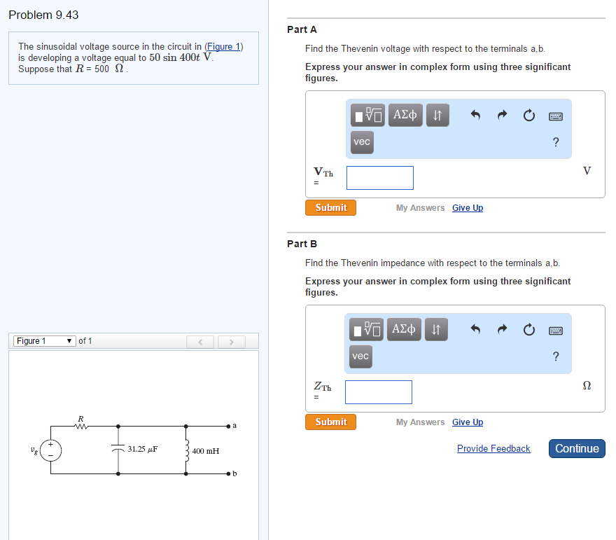 Solved Problem 9.43 The sinusoidal voltage source in the | Chegg.com