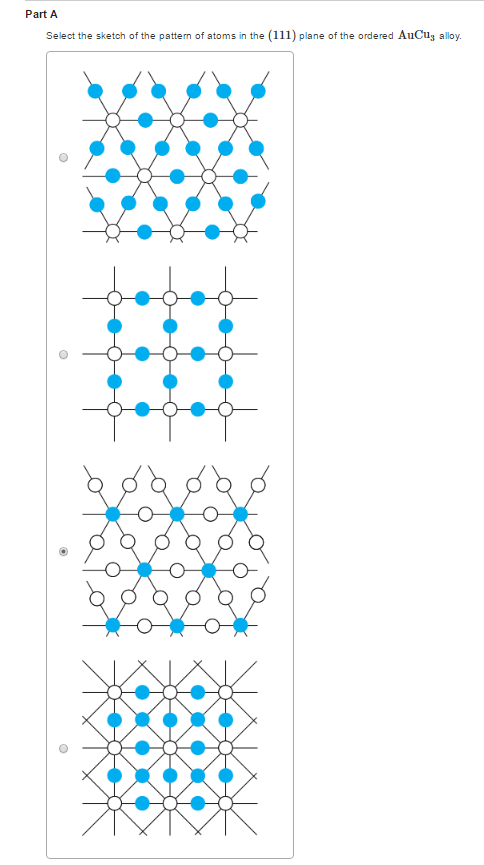 Part A Select the sketch of the pattern of atoms in | Chegg.com
