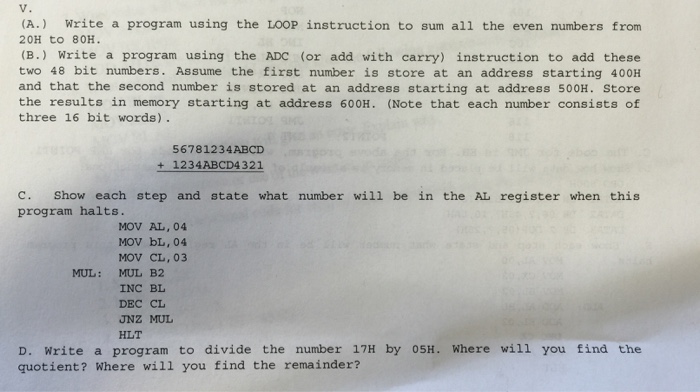 Solved Write A Program Using The Loop Instruction To Sum All 7627