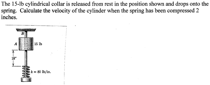 Solved The 15-lb cylindrical collar is released from rest in | Chegg.com