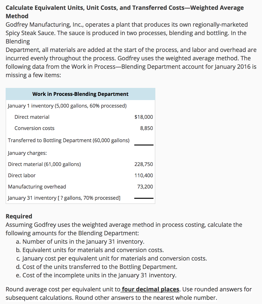Solved Calculate Equivalent Units, Unit Costs, and | Chegg.com