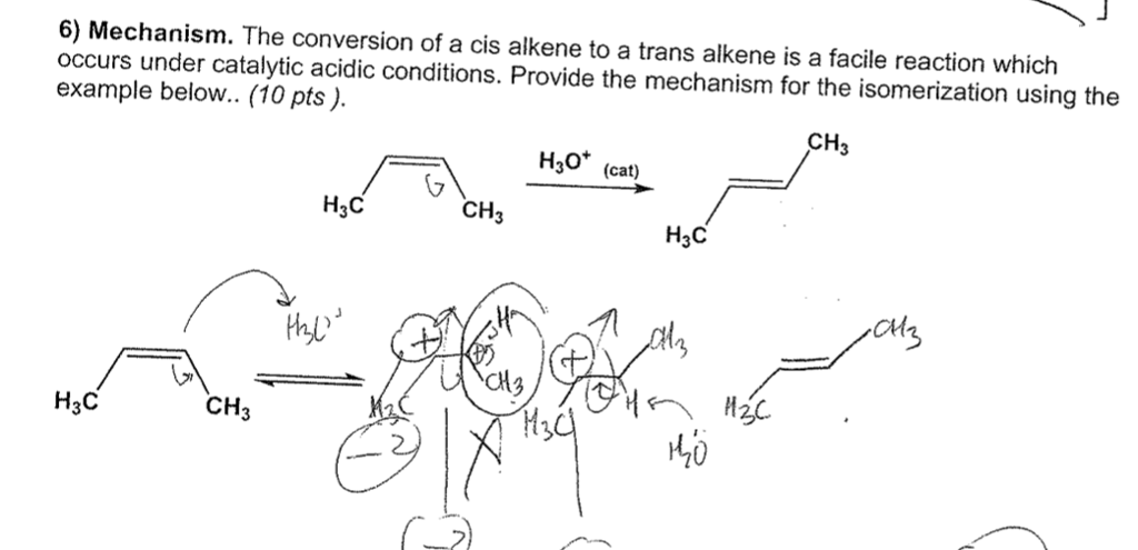 Solved 6) Mechanism. The conversion of a cis alkene to a | Chegg.com