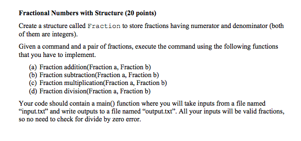 Solved Fractional Numbers with Structure (20 points) Create | Chegg.com